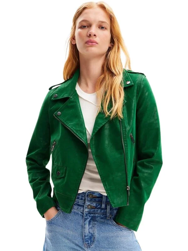 Desigual - Zelena ženska bajker jakna
