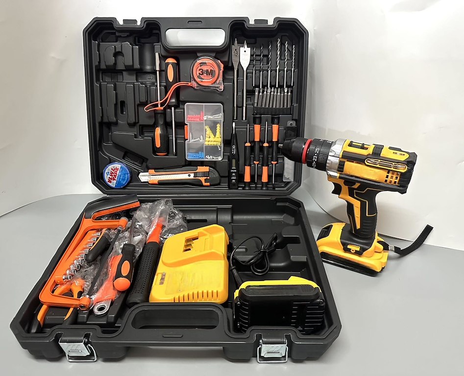 Dewalt aku srafilica 128v+busilica+cekic+Dve baterije+Pribor