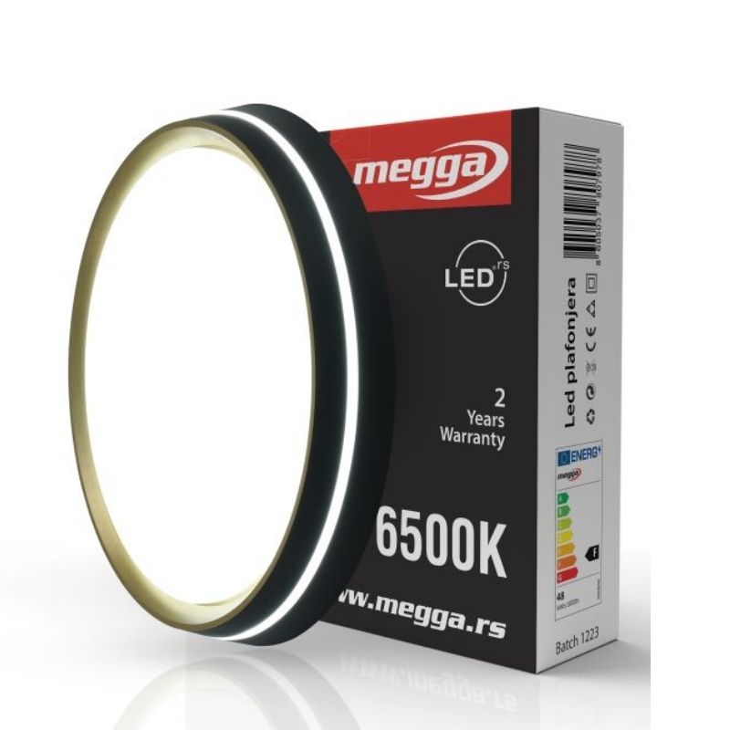 MEGGA, RIO-S LED PLAFONJERA KRUG 220V BK GD 24W 6500K GD, 012965