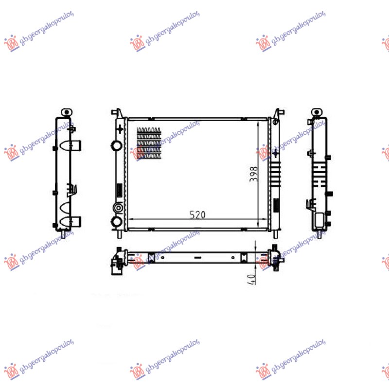 HLADNJAK MOTORA 1.9 DIZ (520x378x42) 00-