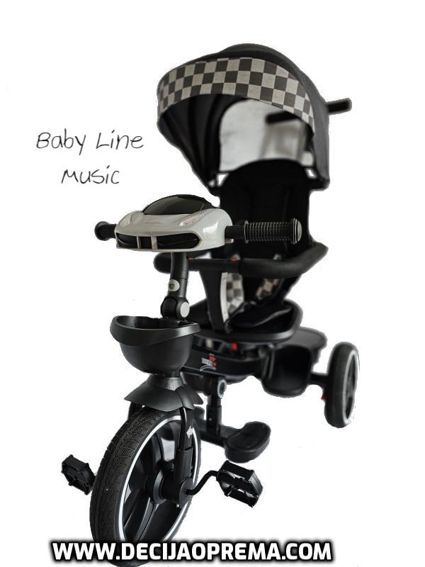Tricikl Baby Line Roto Music Grey