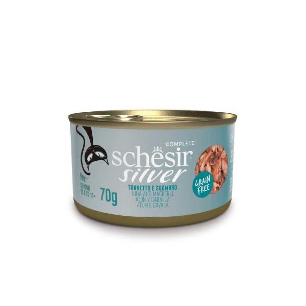 Schesir Silver Senior konzerva za mačke - Tuna i skuša 70g