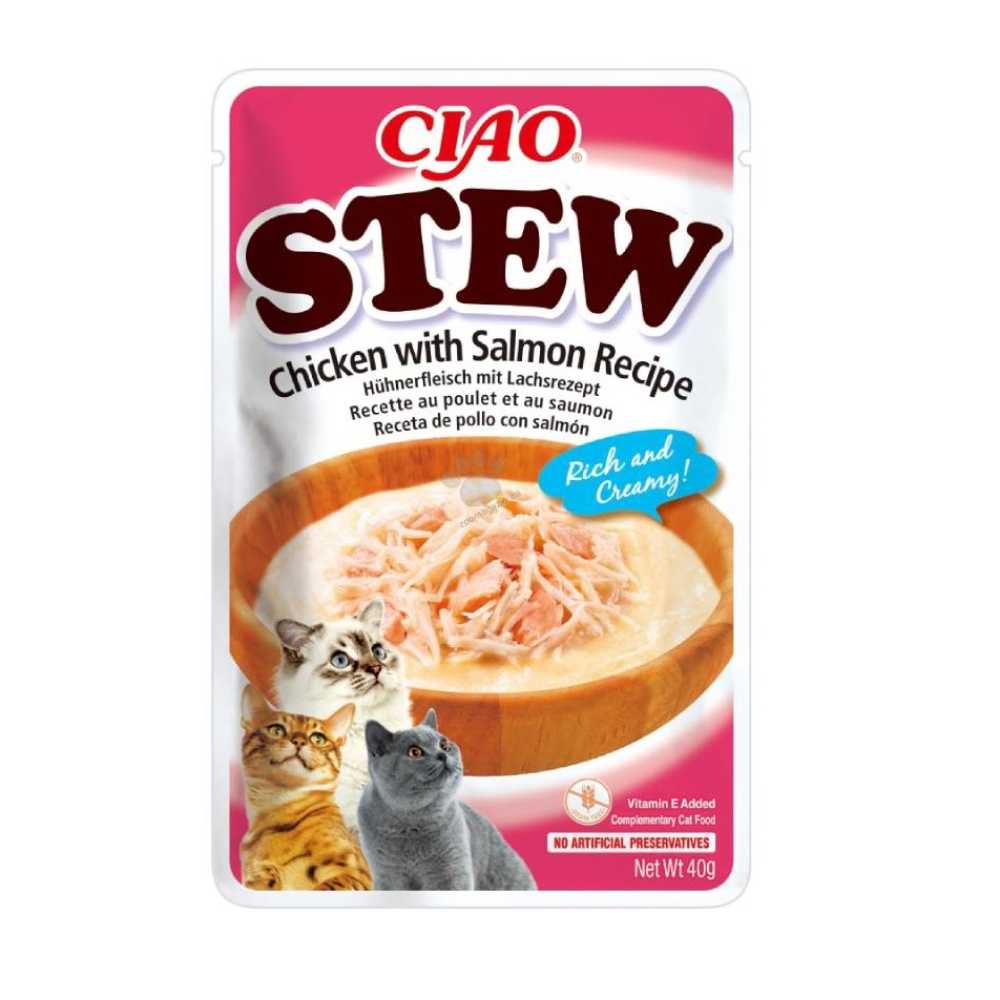 INABA Stew paprikaš za mačke - Piletina i losos 12x40g