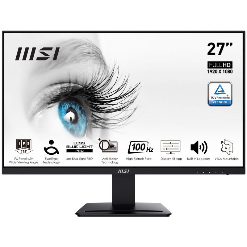 Monitor MSI 27″, MSI PRO MP273A, Flat, FHD, IPS, 100Hz, 1ms MPRT, HDMI / DP