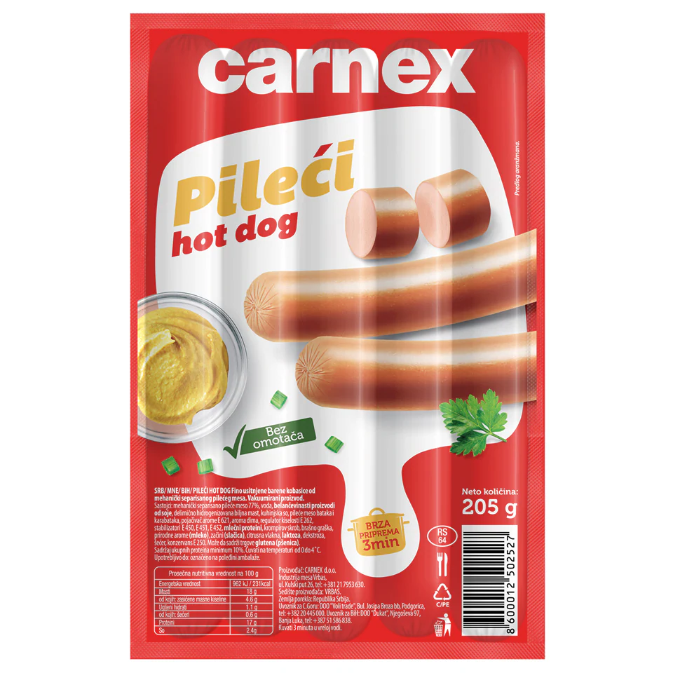 Pileci hot dog Carnex 205g