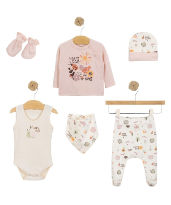 My Baby set za devojčice 6 u 1 od 3-6 meseci Happy Day Beige