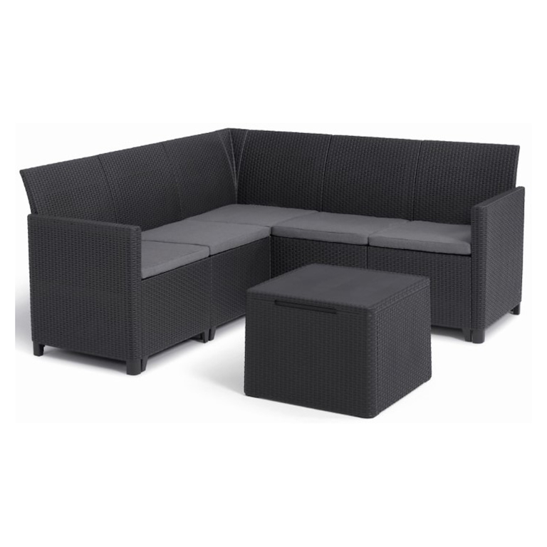 Baštenska garnitura Marie 5 seater sa box stolom – grafit