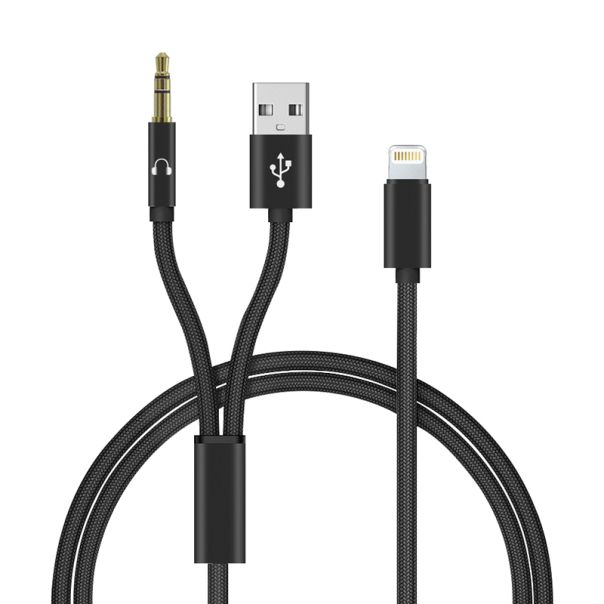 Adapter audio 2-in-1 Lightning na 3.5mm + AUX,, crna