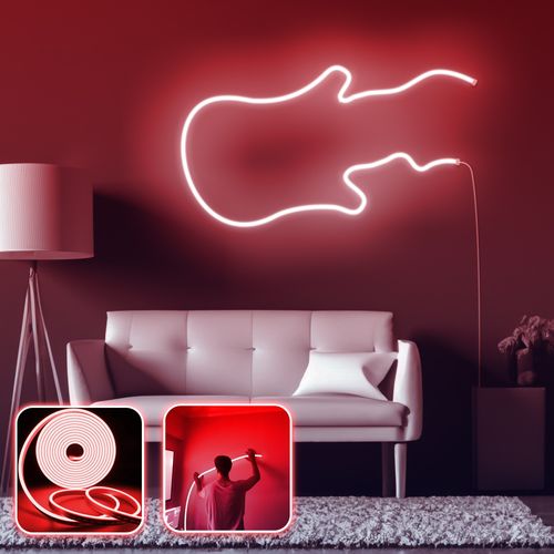Guitar - Medium - Red Red Decorative Wall Led Lighting
