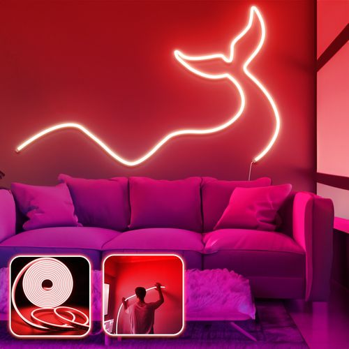 Wave and Tail - Large - Red Red Decorative Wall Led Lighting