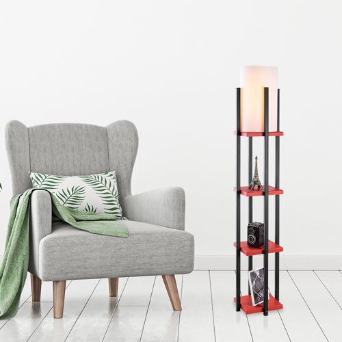 7117 - Black, Red Black Red Floor Lamp