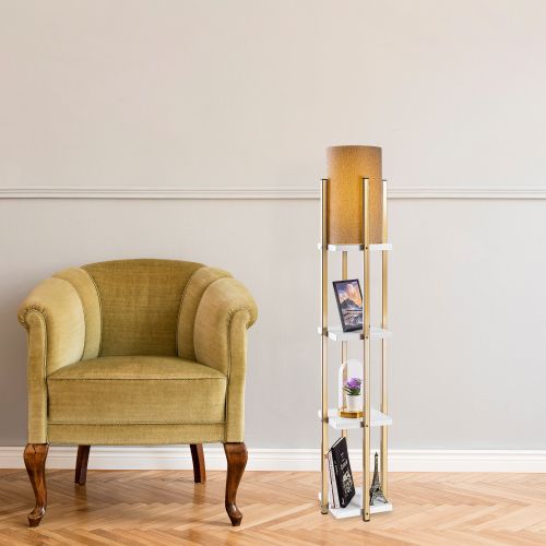 7120 - White, Gold White Gold Floor Lamp