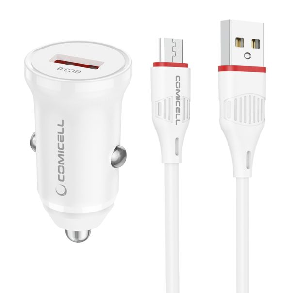 COMICELL Auto punjač Superior CO-BZ18 FAST 18W USB QC 3.0 Micro, bela