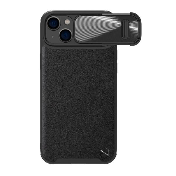 NILLKIN Maska Cam Shield Leather S za iPhone 14, crna