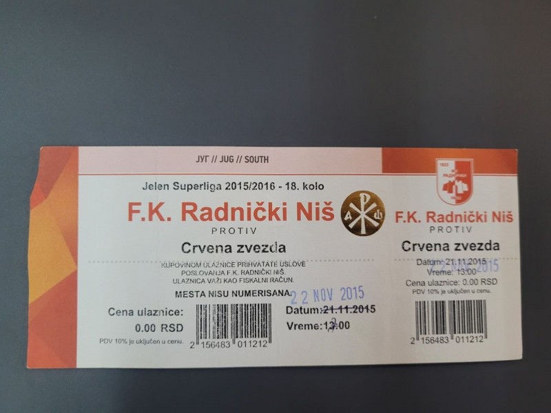 Fk Radnicki Nis - Fk Crvena Zvezda 22.11.2015.