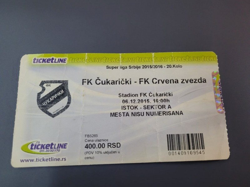 Fk Cukaricki - Fk Crvena Zvezda 06.12.2015.