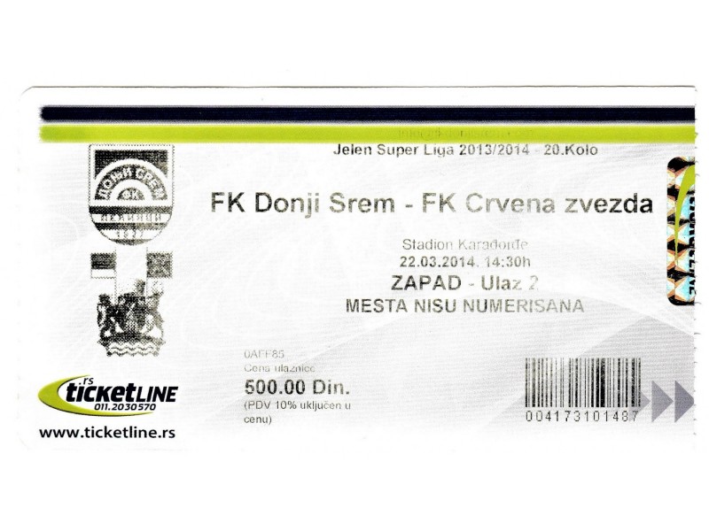 2014, DONJI SREM - CRVENA ZVEZDA! Prvenstvo.