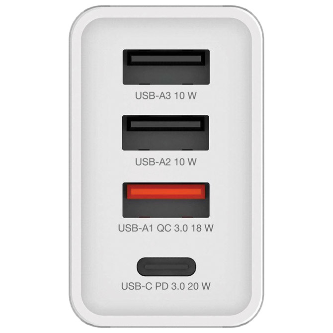 Punjač USB 4u1 30W Verbatim 49701 beli