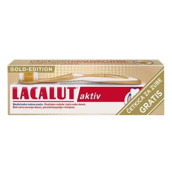 LACALUT AKTIV PASTA 75ML+GRATIS ČETKICA GOLD EDITION