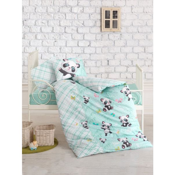 L`ESSENTIEL MAISON Posteljina za bebe Ranforce Panda Mint