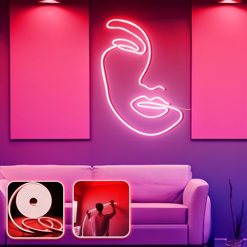 Face Art - Large - Red Red Decorative Wall Led Lighting