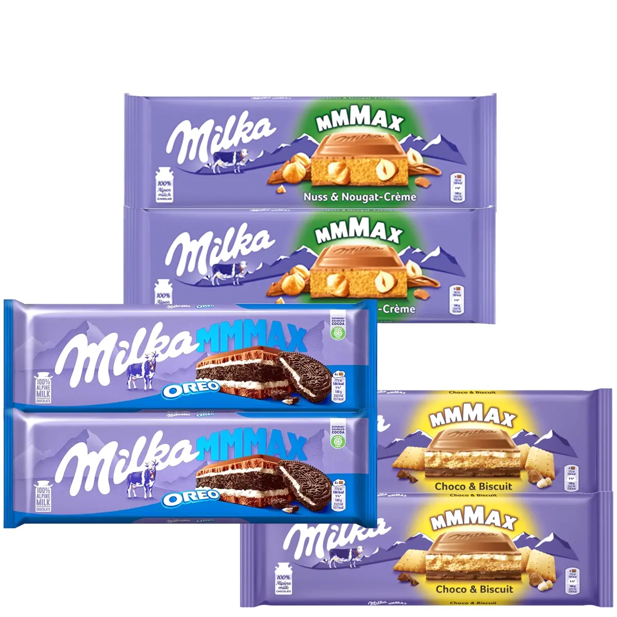 Milka Paket čokolada Oreo + Nut nugat + Keks, 300g, 6 komada