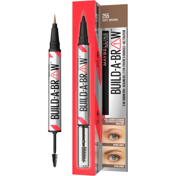 MAYBELLINE New York Build-A-Brow Olovka za obrve i gel za fiksiranje, 2u1, 255 soft brown