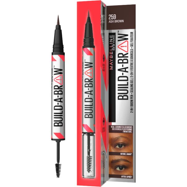 MAYBELLINE New York Build-A-Brow Olovka za obrve i gel za fiksiranje, 2u1, 259 ash brown