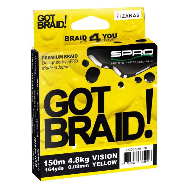 SPRO STRUNA GOT BRAID VISION 150M YELLOW 0,10MM