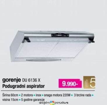 Kuhinjski podugradni aspirator Gorenje, DU6136X, Gorenje