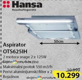 Kuhinjski aspirator Hansa OTS625IH, Hansa