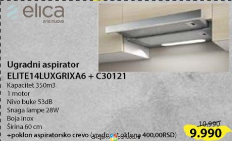 Elica ELITE14LUXGRIXA6 + C30121 ugradni kuhinjski aspirator, Elica