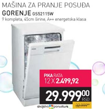 Gorenje mašina za pranje posuđa GS52115W, Gorenje