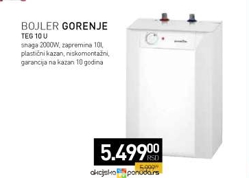 Protočni bojler Gorenje, TEG10 U, zapremina 10 l, Gorenje