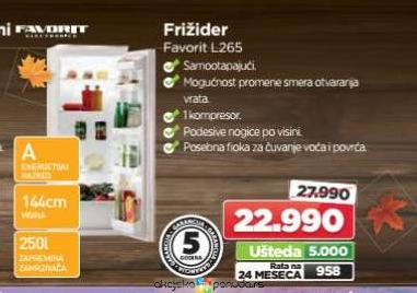 Frižider Favorit, L265, Favorit