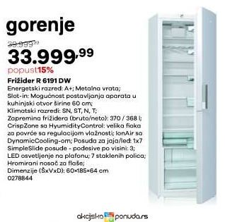 Frižider Gorenje, R6191DW, Gorenje