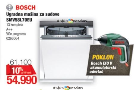 Ugradna mašina za pranje sudova Bosch SMV58L70EU, Bosch