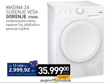 Mašina za sušenje veša Gorenje, D724BL, Gorenje