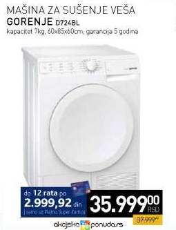 Mašina za sušenje veša Gorenje D724BL, Gorenje