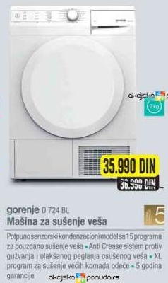 Mašina za sušenje veša Gorenje D724BL, Gorenje