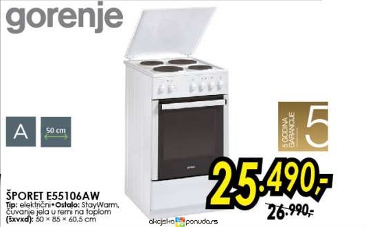 Električni šporet Gorenje E55106AW, Gorenje