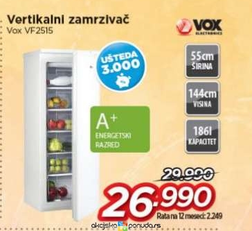 Vertikalni zamrzivač VOX VF2515, Vox