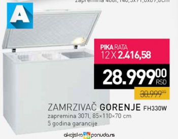 Zamrzivač Gorenje FH330W, Gorenje