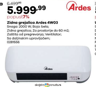 Zidna grejalica Ardes, 4W03, Ardes