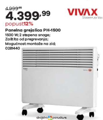 Panelna grejalica VIVAH, PH-1500, Vivax