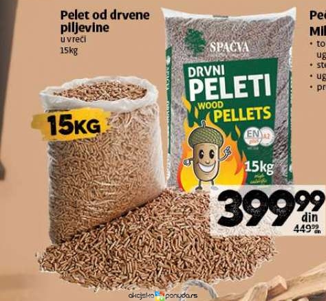 Pelet od drvene piljevine u vreći, 15kg, grejanje