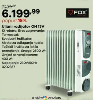 Uljni radijator FOX, OH13V, Fox