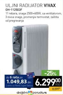 Uljni radijator VIvax OH112503F, Vivax