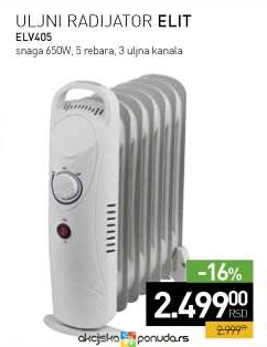 Uljni radijator Elin ELV405, Elin