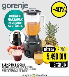 Blender Gorenje B600BG, Gorenje